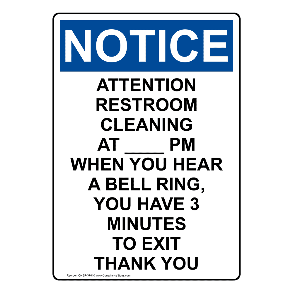 Portrait OSHA Attention Restroom Cleaning ____ Sign ONEP-37010