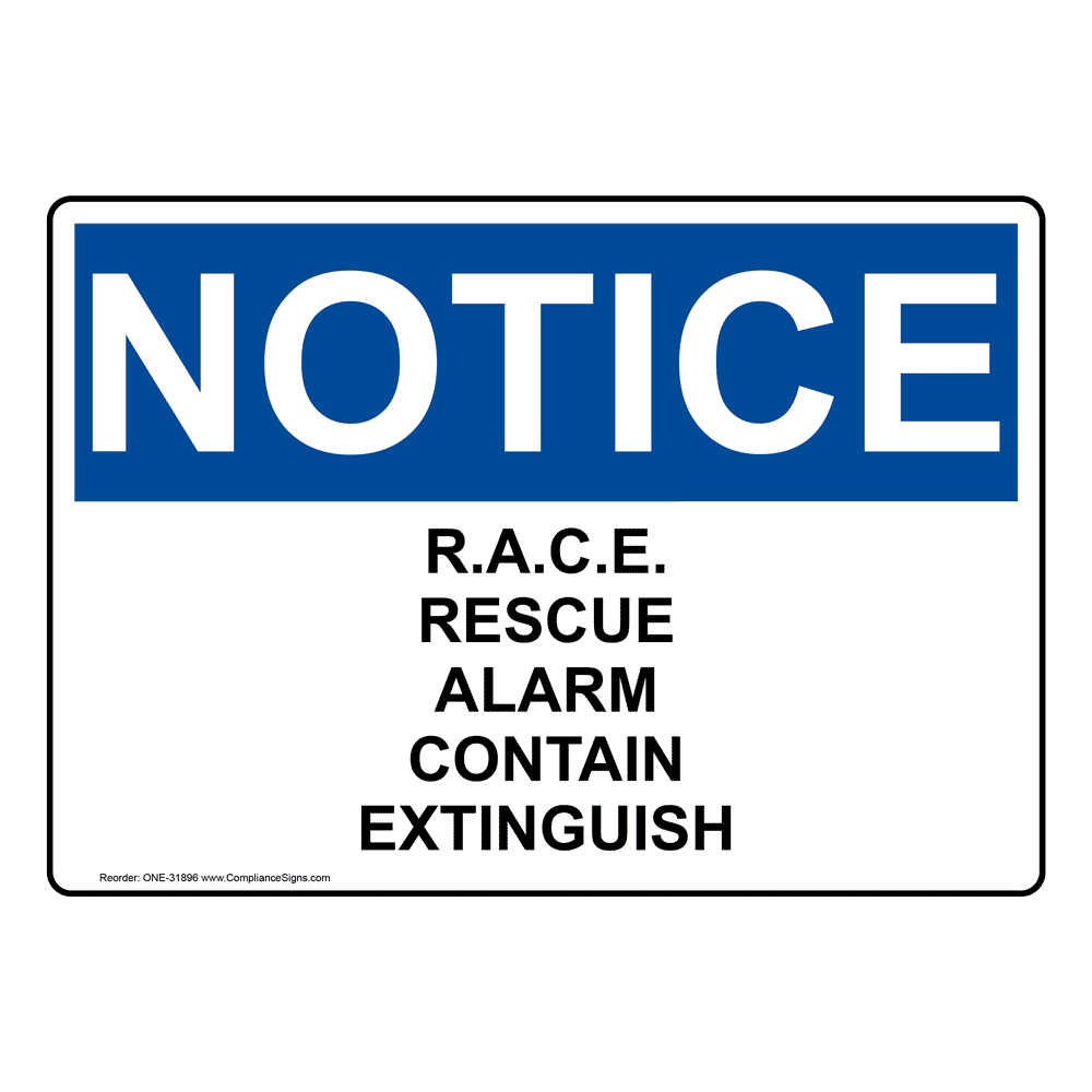 OSHA R A C E Rescue Alarm Contain Extinguish Sign ONE 31896 osha-r-a-c-e-rescue-alarm-contain-extinguish-sign-one-31896