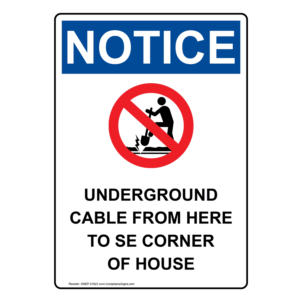 Portrait OSHA Underground Cable Sign With Symbol ONEP-31923