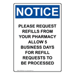 Medication Refills Safety Signs from ComplianceSigns.com