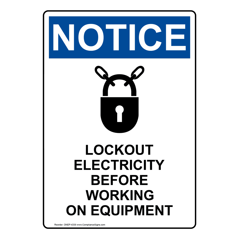 Portrait OSHA Lockout Electricity Sign With Symbol ONEP-4335