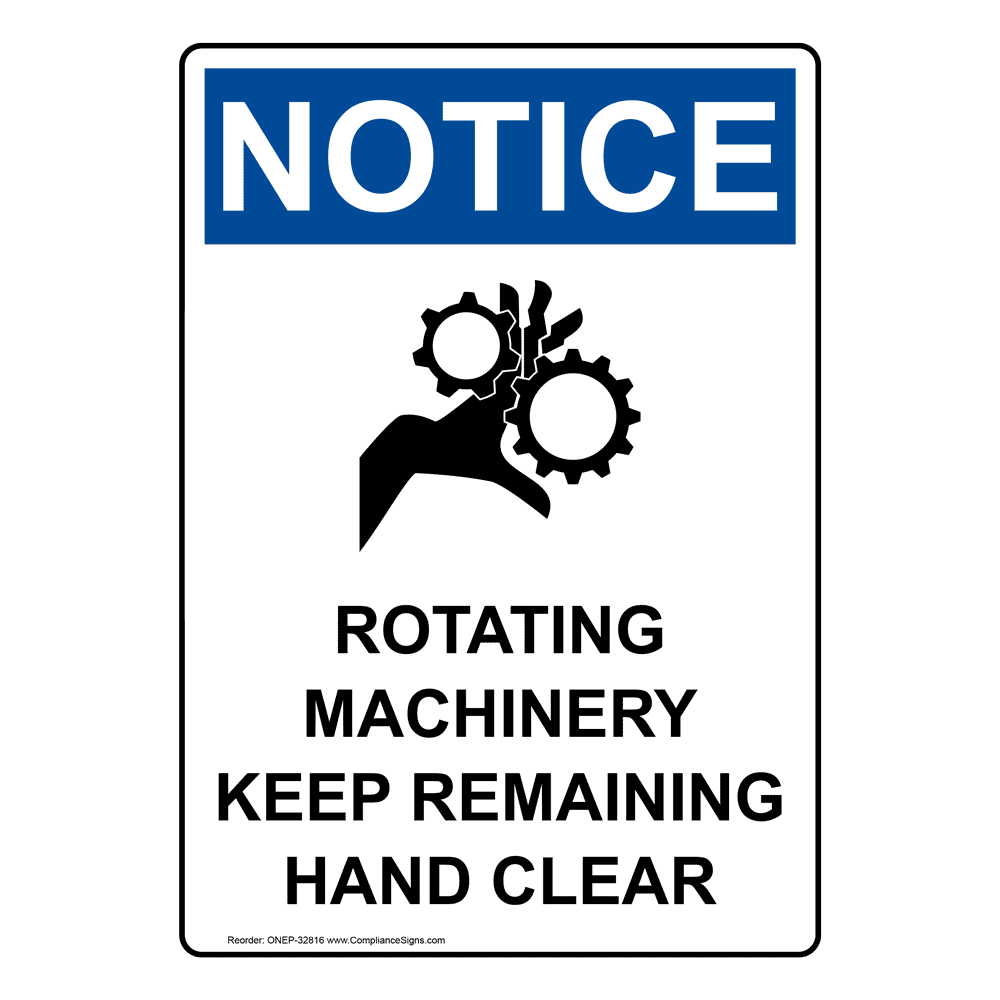 Portrait OSHA Rotating Machinery Sign With Symbol ONEP-32816