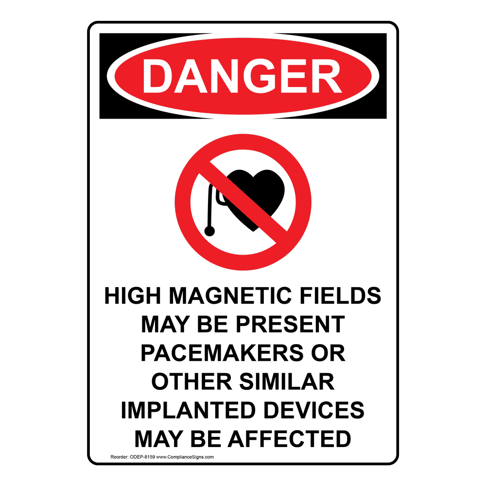 Portrait OSHA High Magnetic Fields Sign With Symbol ODEP-8159