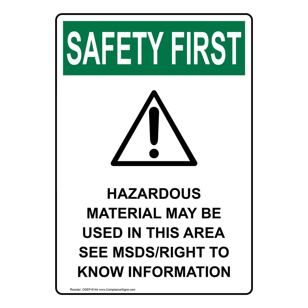 Portrait OSHA Hazardous Material Sign With Symbol OSEP-8144