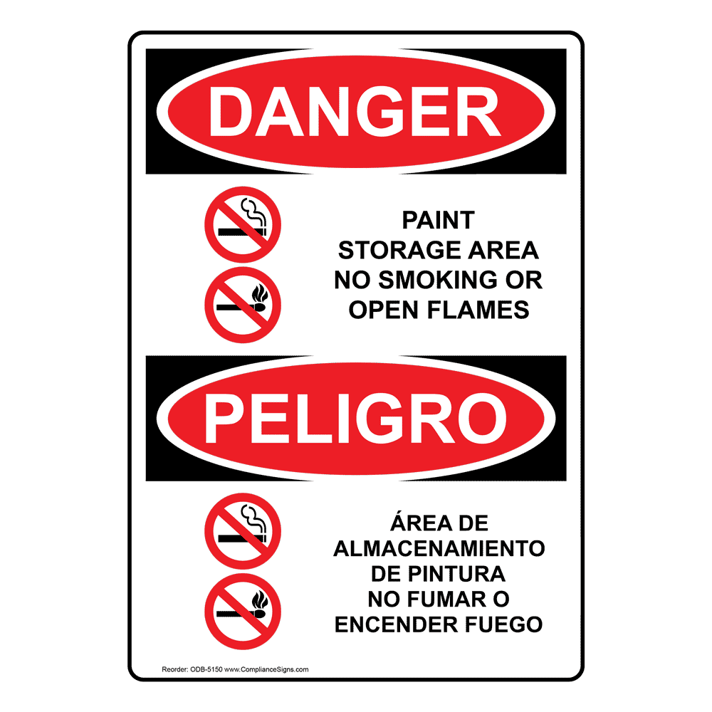 OSHA DANGER Paint Storage Area No Smoking Or Open Flames Sign ODE-5150