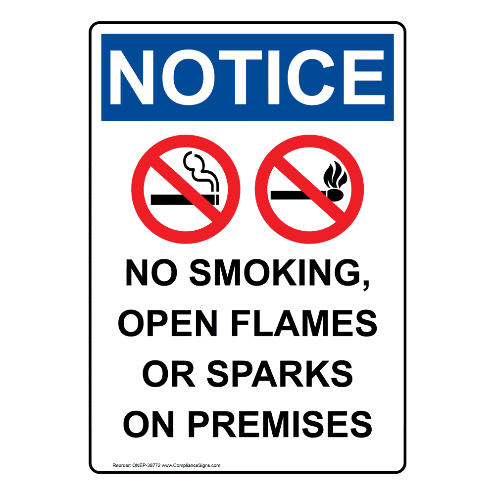 Portrait OSHA No Smoking, Open Flames Sign With Symbol ONEP-38772