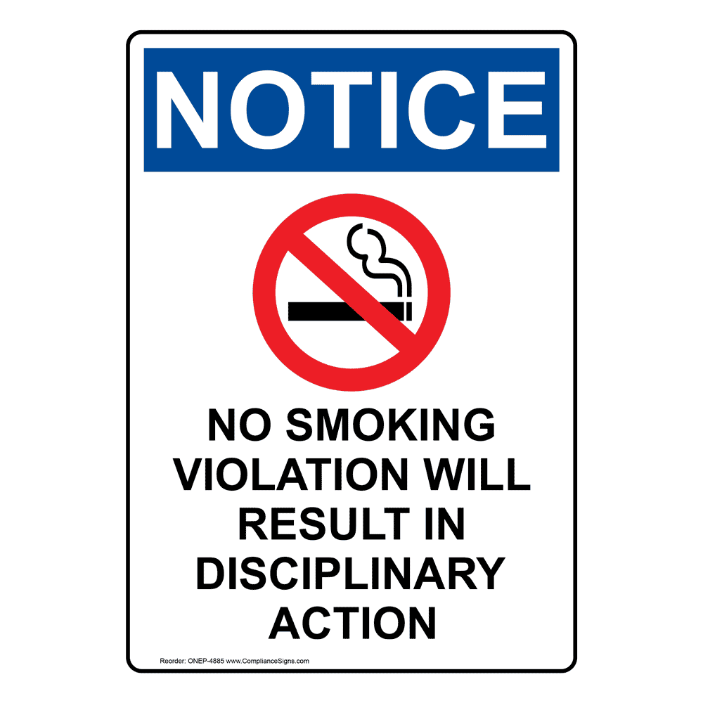 Portrait OSHA No Smoking Violation Sign With Symbol ONEP-4885