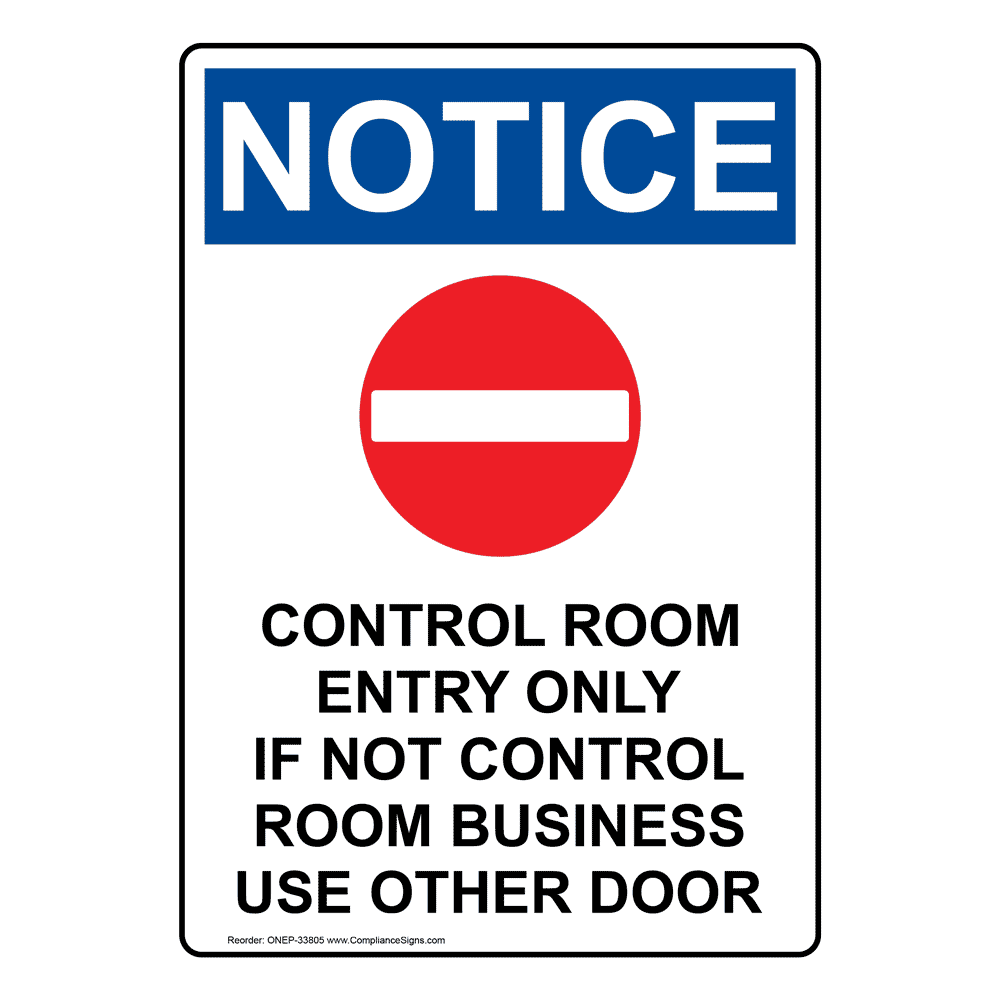 Portrait OSHA Control Room Entry Sign With Symbol ONEP-33805