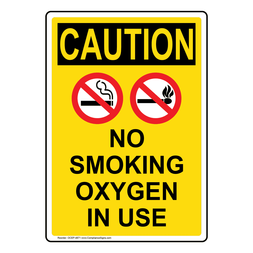 Portrait OSHA No Smoking Oxygen In Use Sign With Symbol OCEP 4871