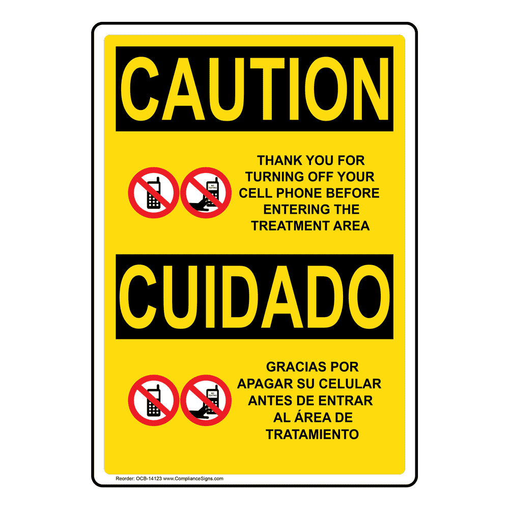 OSHA DANGER No Cell Phone Use In Area Bilingual Sign ODB 9550