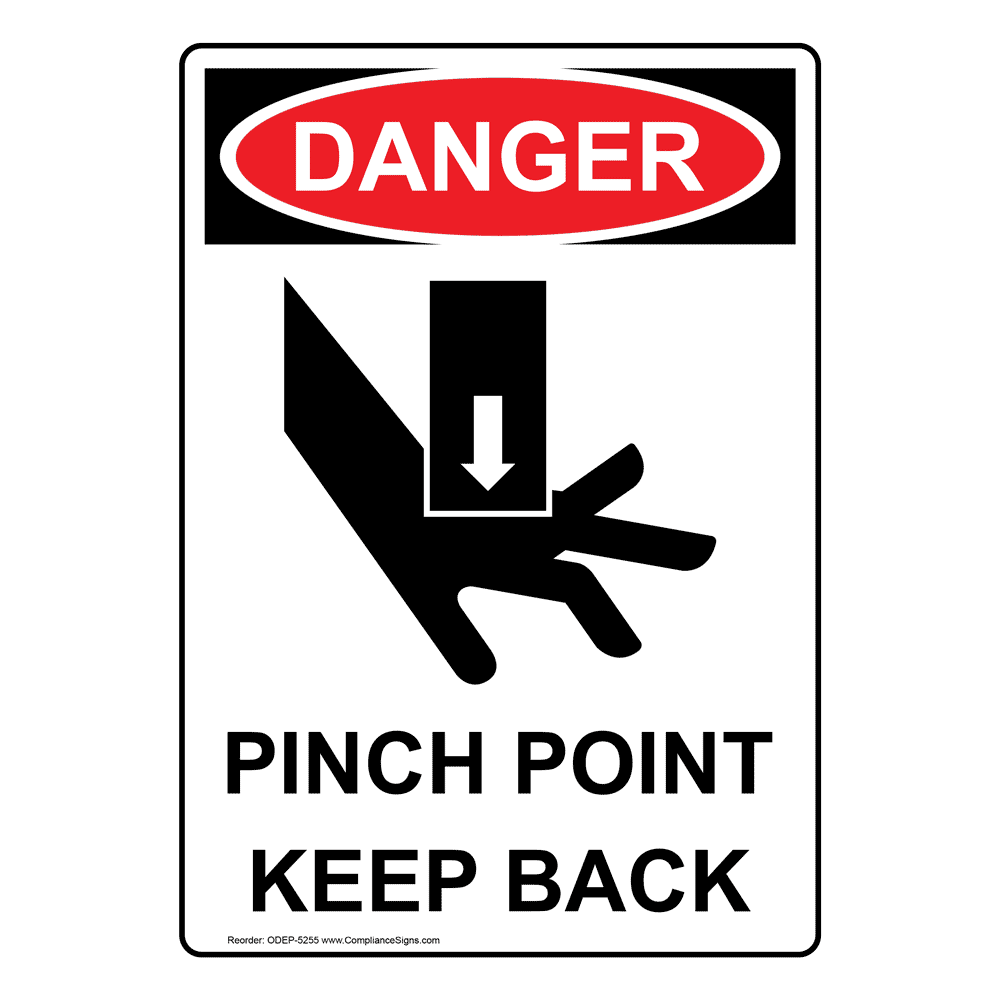 Portrait OSHA Pinch Point Keep Back Sign With Symbol ODEP-5255