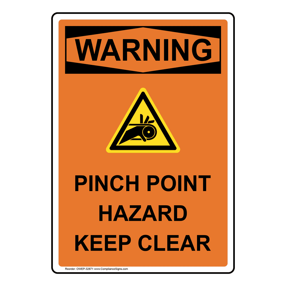 Portrait OSHA Pinch Point Hazard Sign With Symbol OWEP-32871