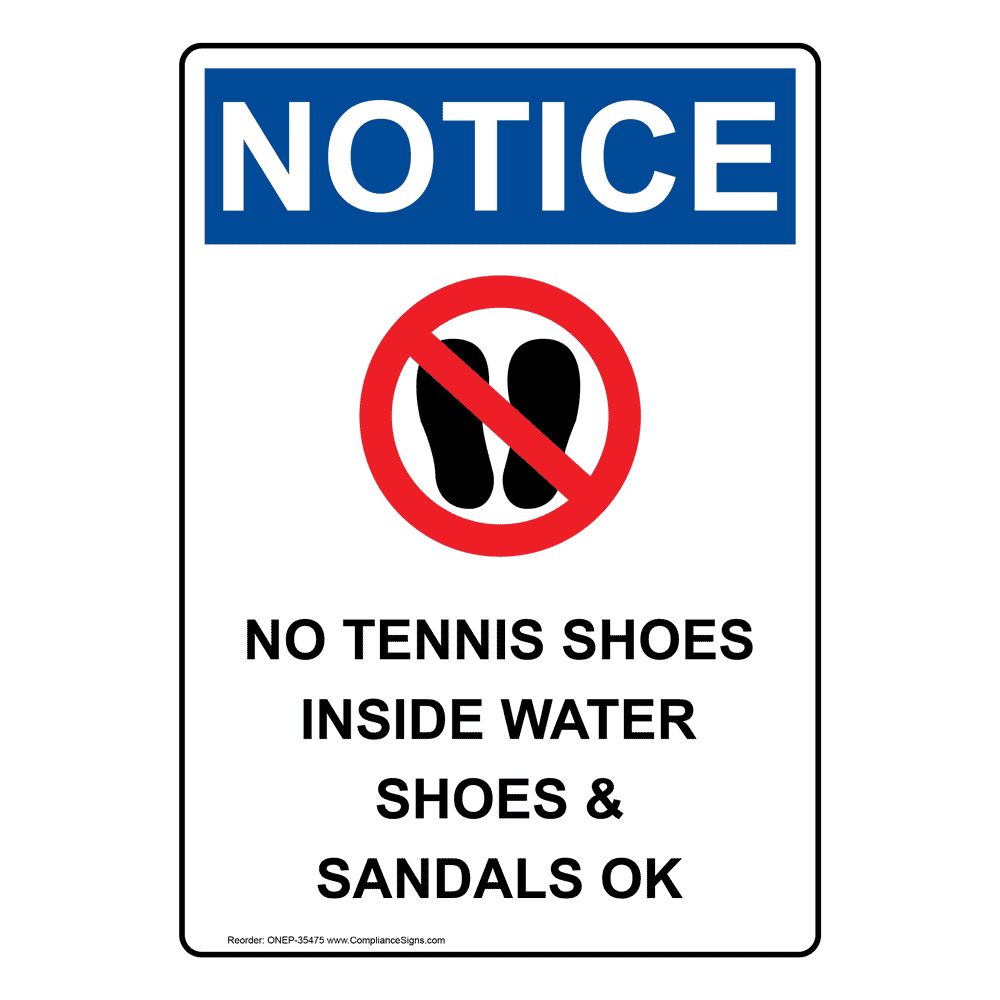 Portrait OSHA No Tennis Shoes Inside Sign With Symbol ONEP-35475