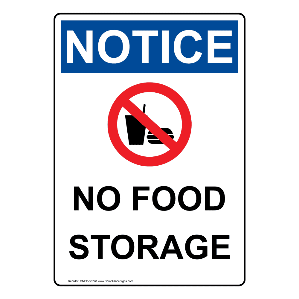 Portrait OSHA No Food Storage Sign With Symbol ONEP-35778