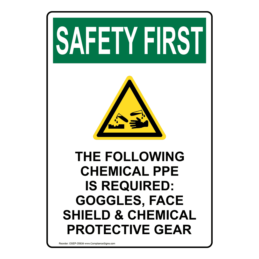 OSHA The Following Chemical PPE Required: Sign With Symbol OSE-35838