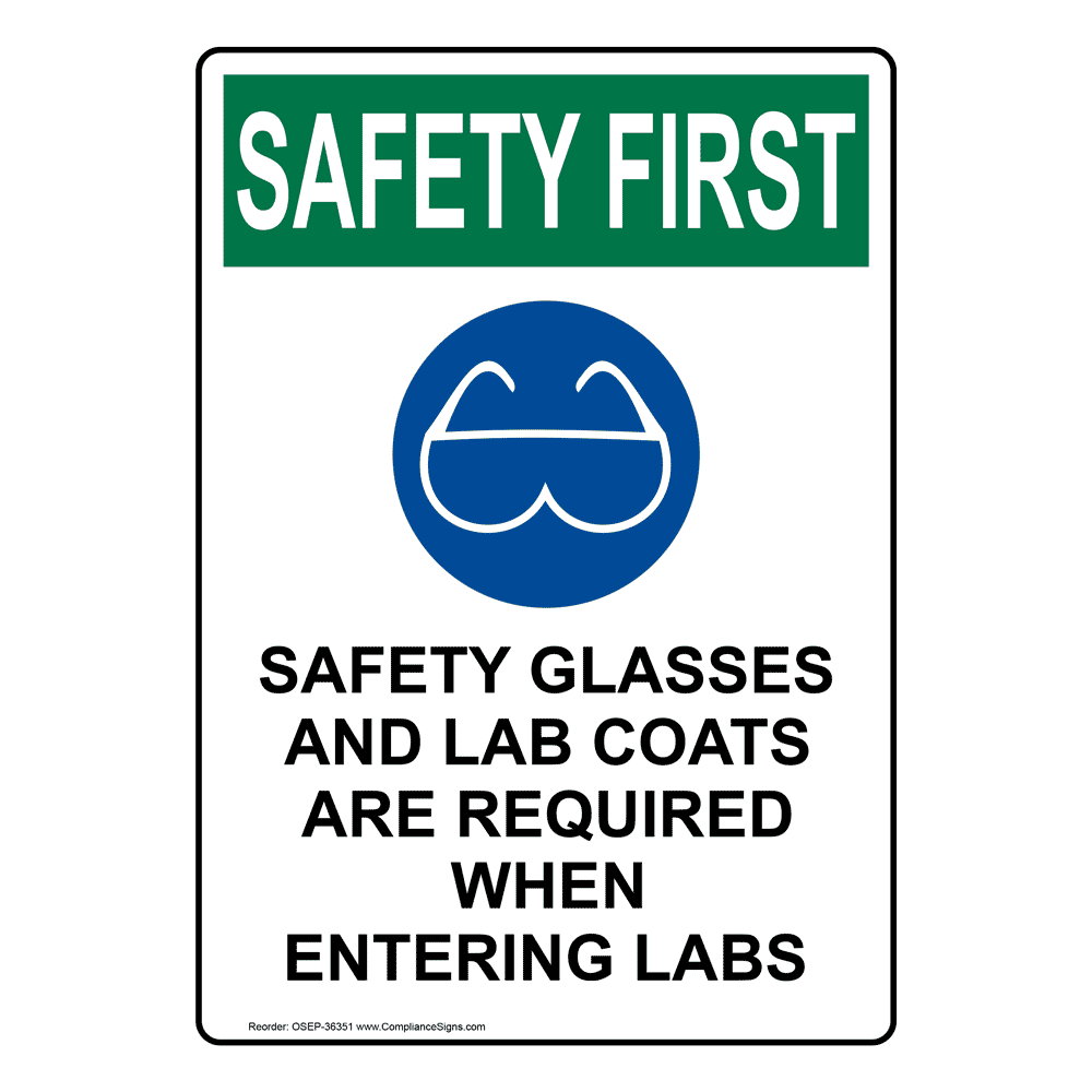 OSHA Safety Glasses And Lab Coats Sign With Symbol OSE-36351
