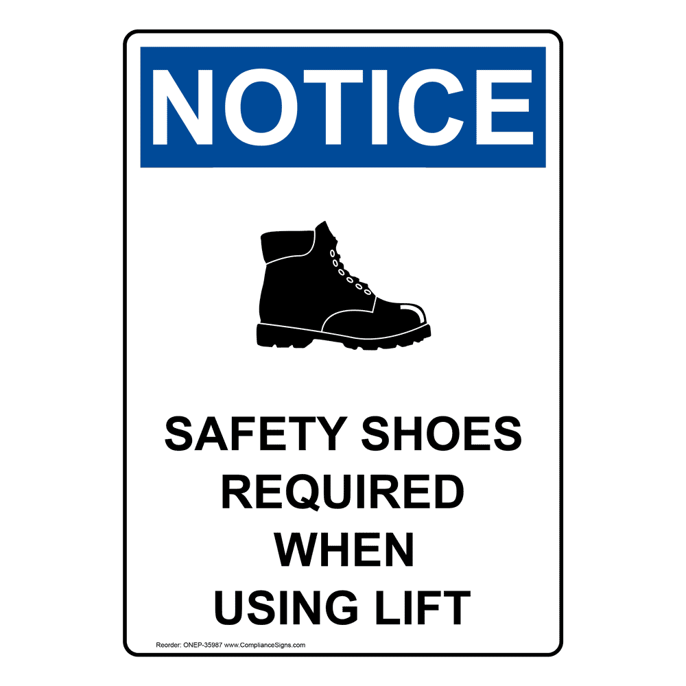 Portrait OSHA Safety Shoes Required Sign With Symbol ONEP-35987