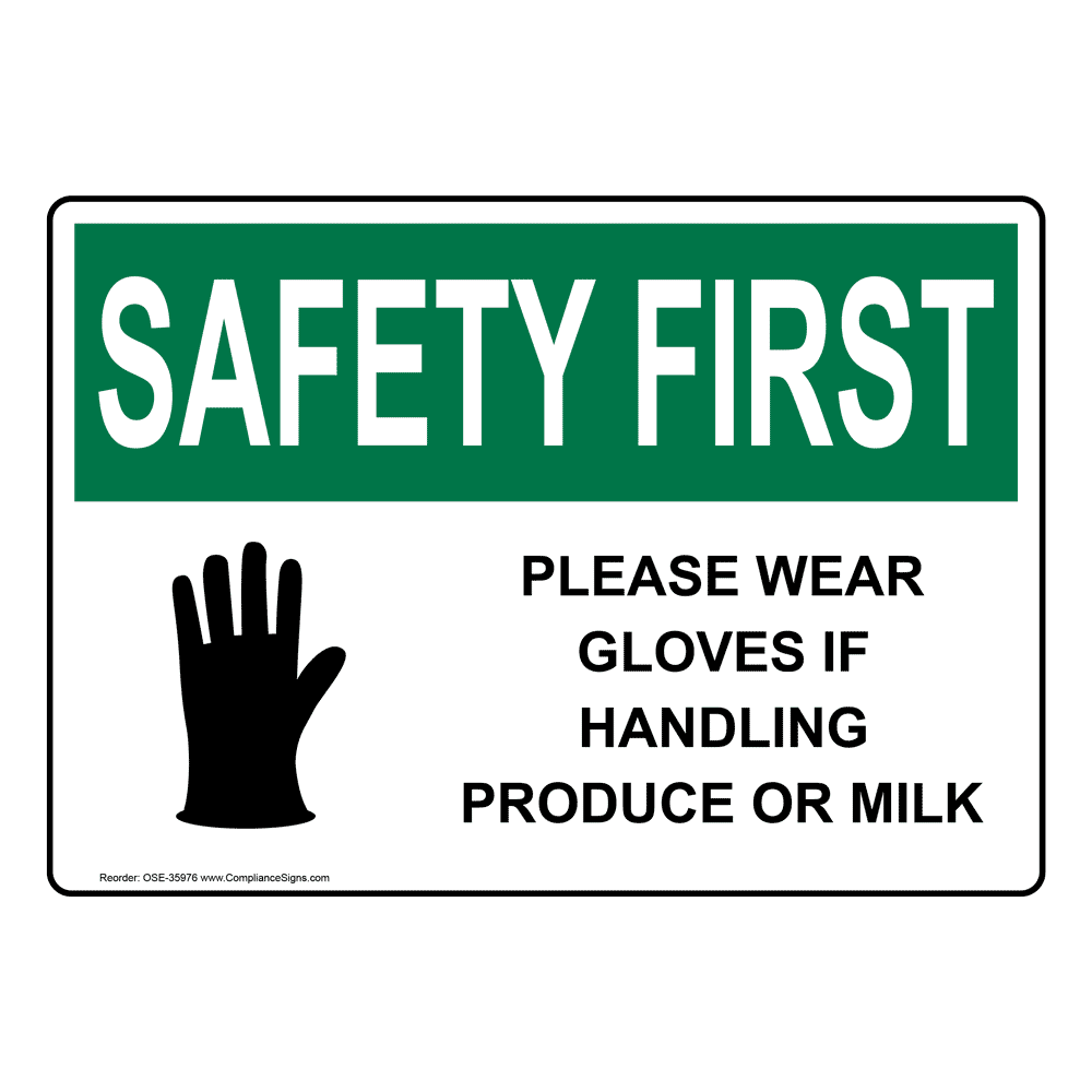 Portrait OSHA Please Wear Gloves Sign With Symbol OSEP-35976