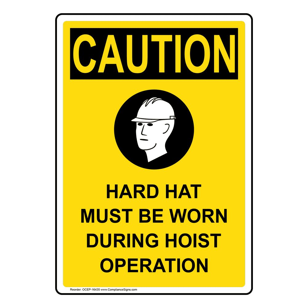 Portrait OSHA Hard Hat Must Be Worn Sign With Symbol OCEP-16435