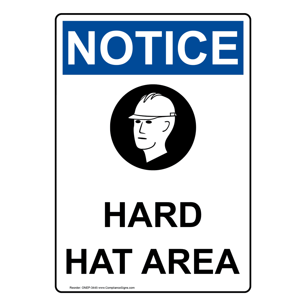 Portrait OSHA Hard Hat Area Sign With Symbol ONEP-3445