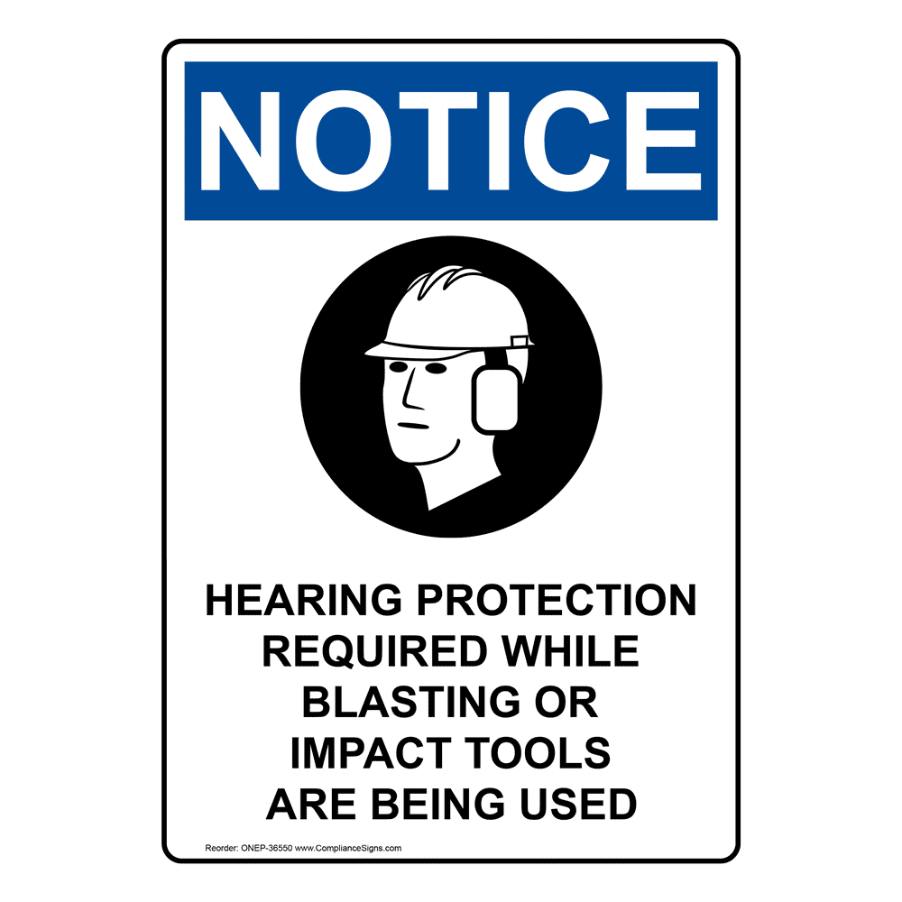 Portrait OSHA Hearing Protection Sign With Symbol ONEP-36550
