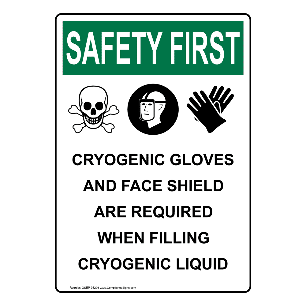 Portrait OSHA Cryogenic Gloves And Sign With Symbol OSEP-36296