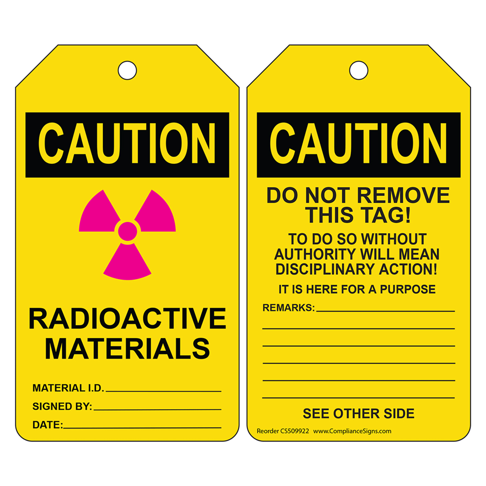OSHA Caution Radioactive Materials Auth Safety Tags OSHA Caution Radioactive Materials Auth Safety Tags