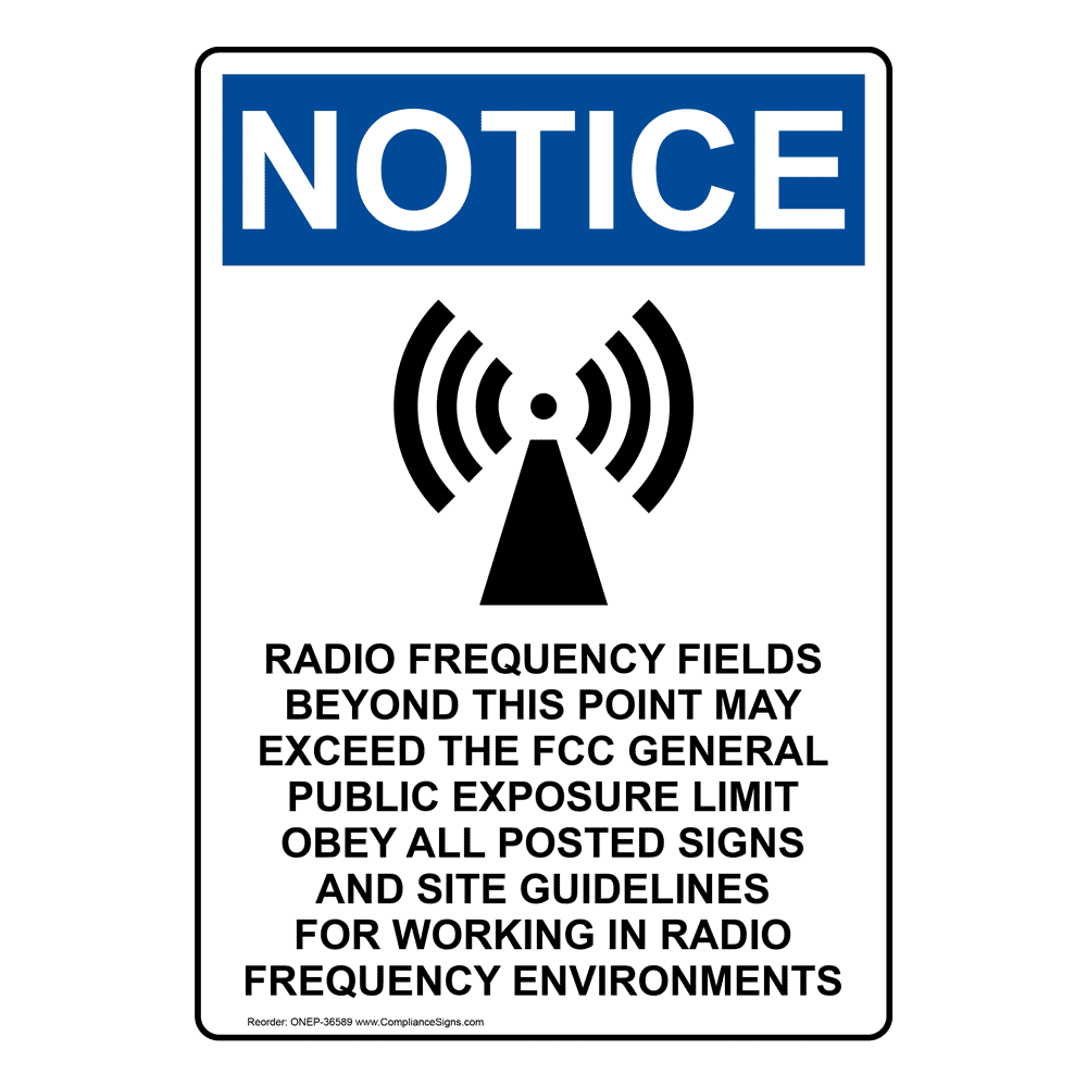 Portrait OSHA Radio Frequency Fields Sign With Symbol ONEP-36589