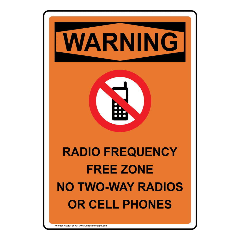 Portrait OSHA Radio Frequency Free Sign With Symbol OWEP-36591
