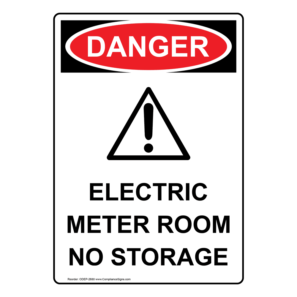 Portrait OSHA Electric Meter Room Sign With Symbol ODEP-2680