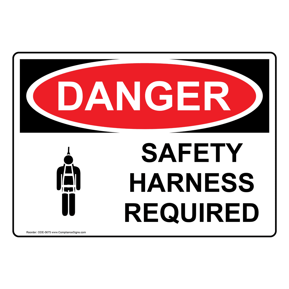 OSHA DANGER Safety Harness Required Symbol Bilingual Sign ODB-5675 PPE