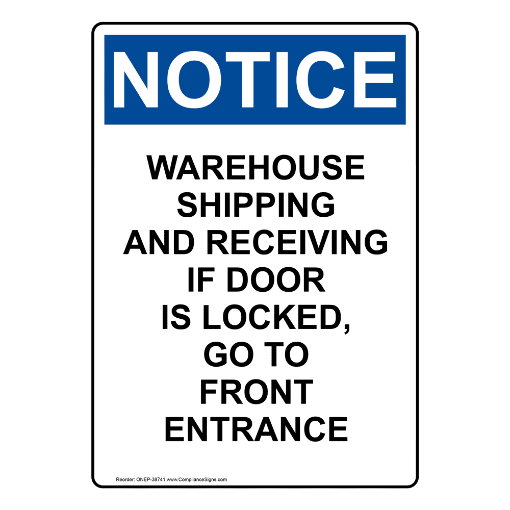 Portrait OSHA Warehouse Shipping And Receiving Sign ONEP-38741