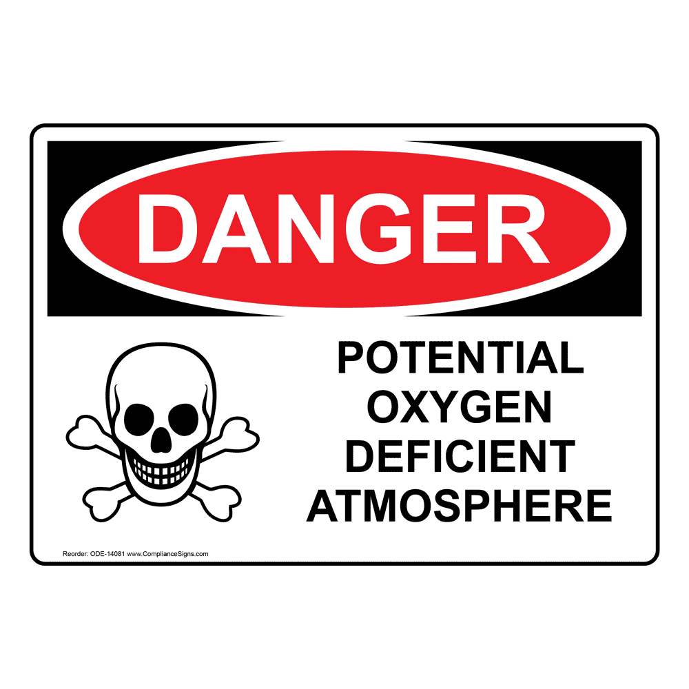 OSHA DANGER Potential Oxygen Deficient Atmosphere Sign ODE-14081