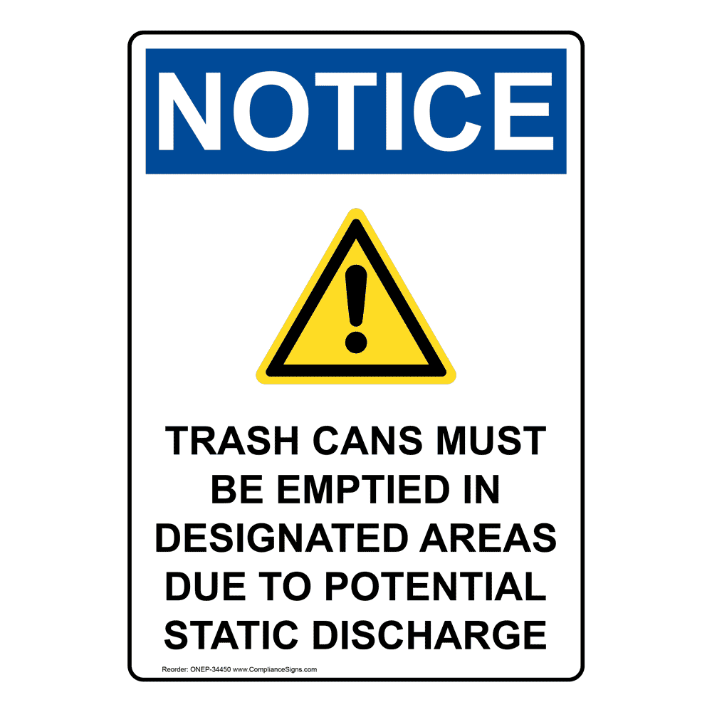 Portrait OSHA Trash Cans Must Be Sign With Symbol ONEP-34450