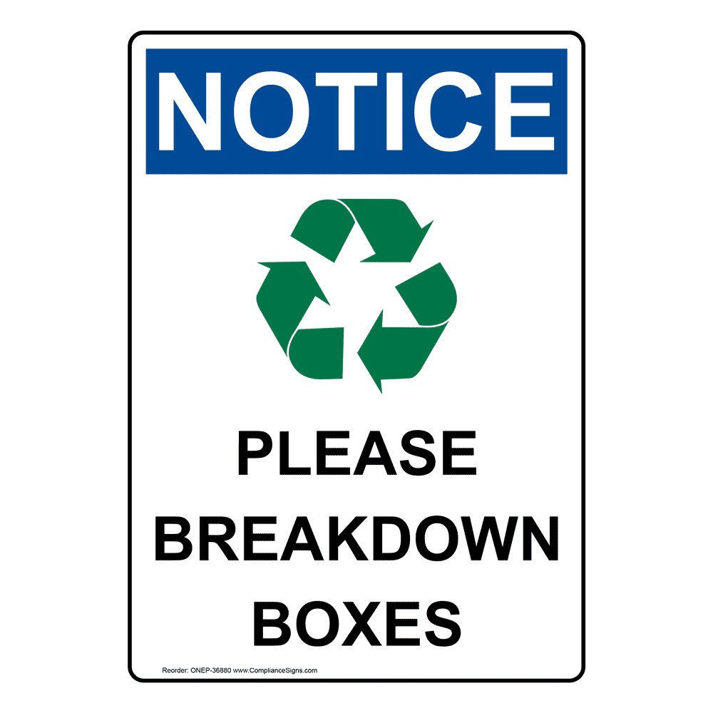 Portrait OSHA Please Breakdown Boxes Sign With Symbol ONEP-36880