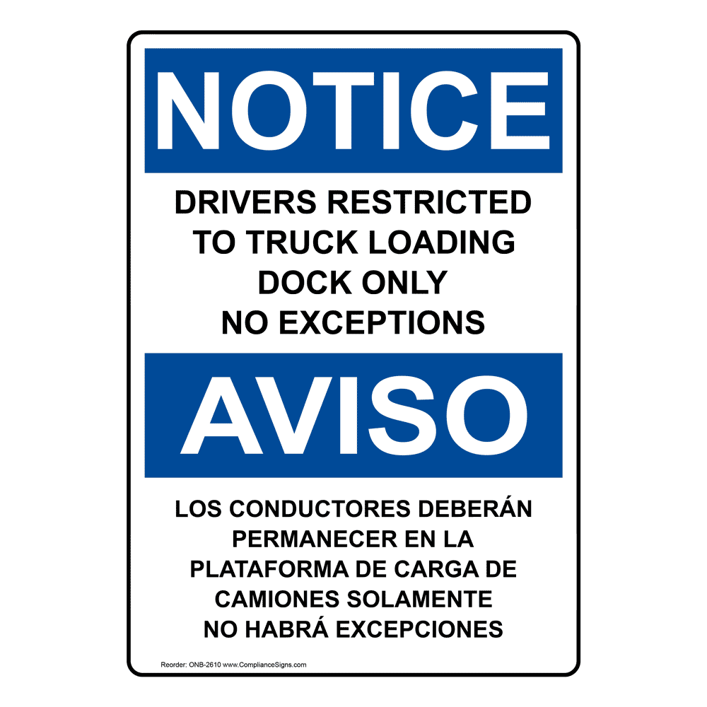 OSHA NOTICE Truck Drivers Check In Bilingual Sign ONB-1205