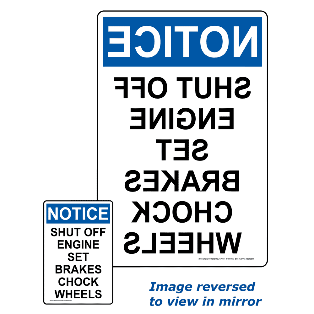 Portrait OSHA NOTICE Shut Off Engine Set Brake Sign ONEP-8448-Mirrored