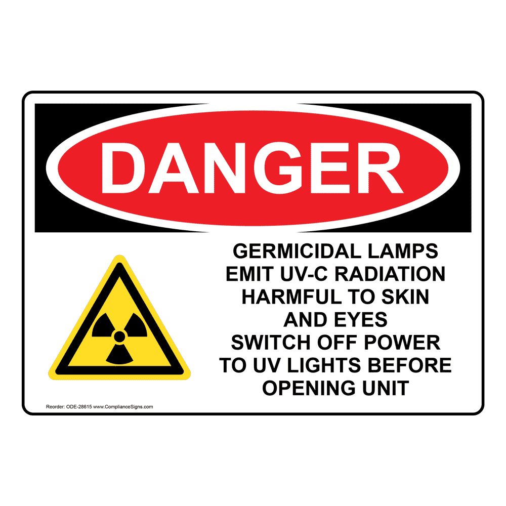 OSHA Germicidal Lamps Emit UV-C Radiation Sign With Symbol ODE-28615