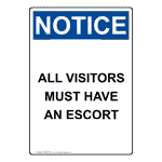 Escorted Safety Signs from ComplianceSigns.com