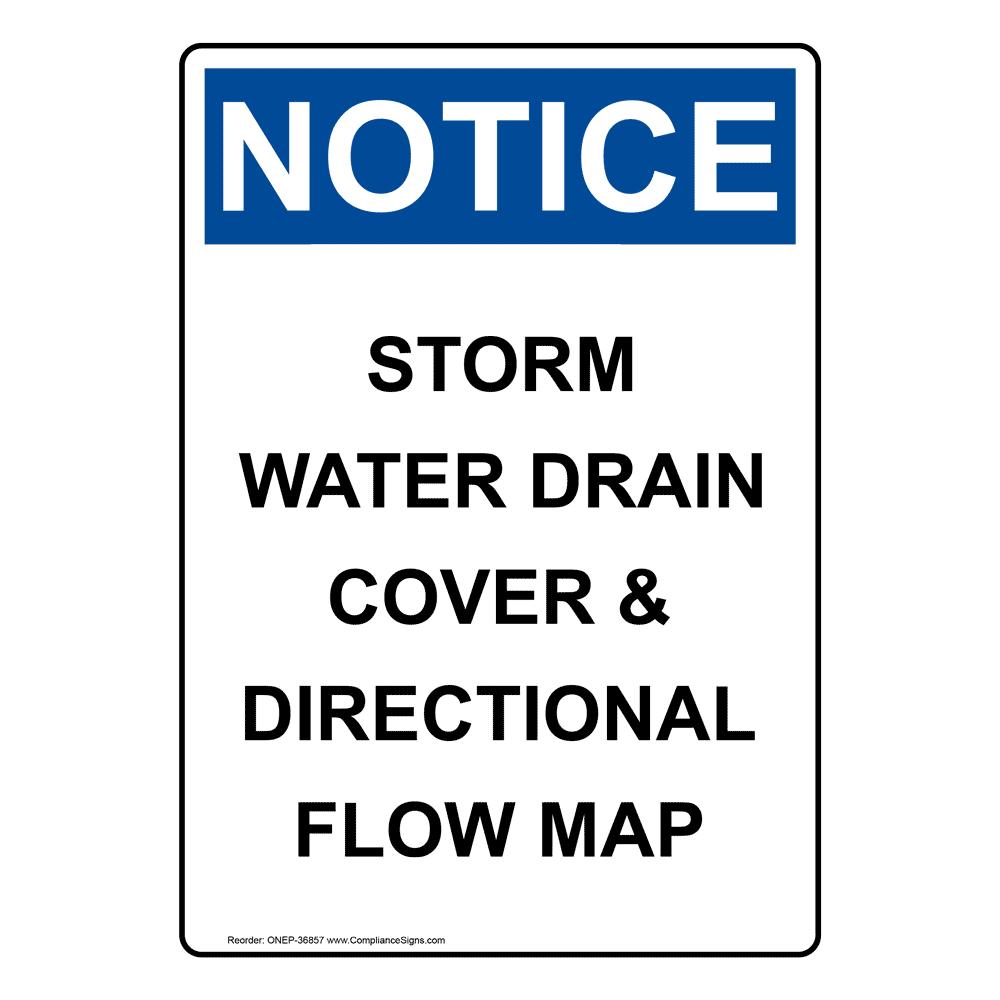 Portrait OSHA Storm Water Drain Cover & Directional Sign ONEP-36857