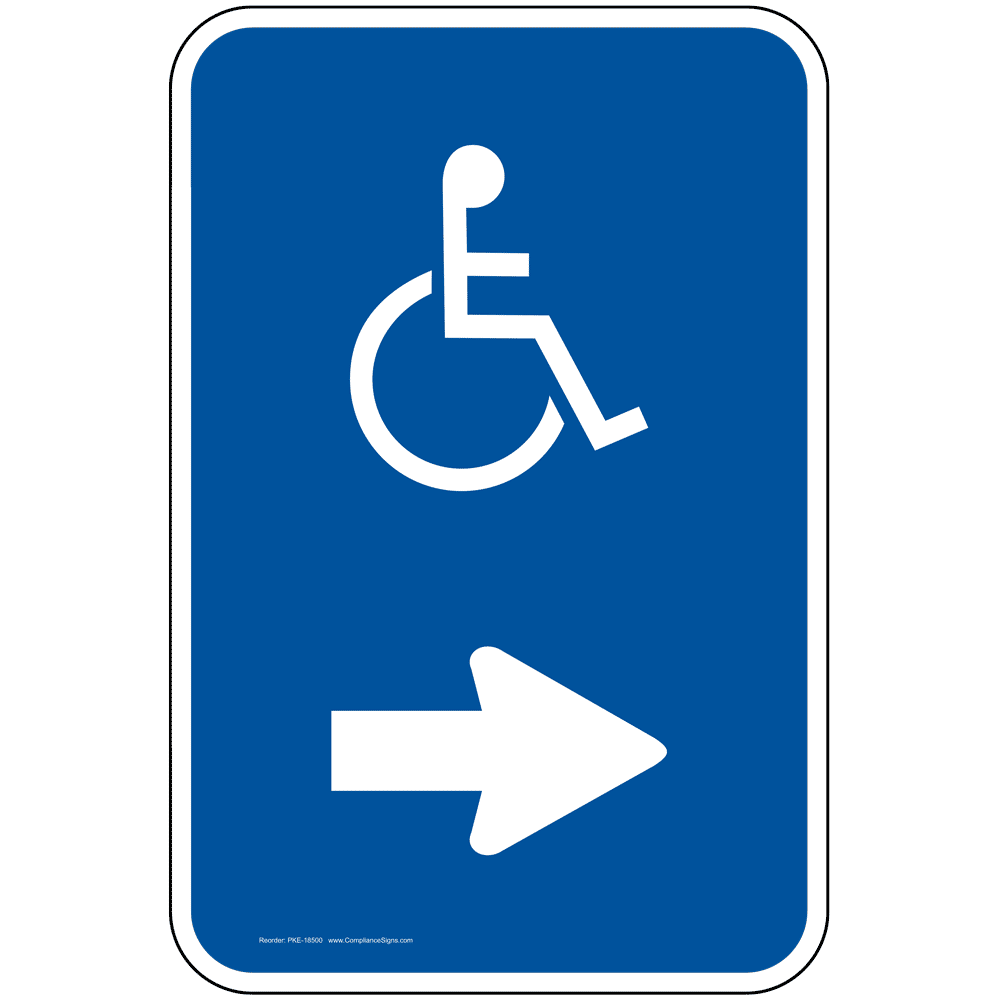 Handicap Symbol Sign With Right Arrow PKE-18500 Parking Handicapped