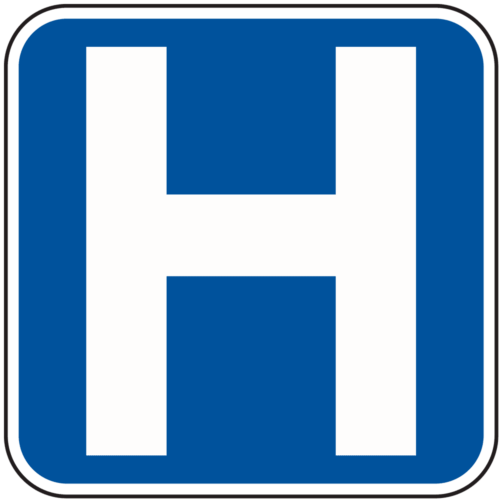 H Hospital Symbol Sign PKE-22175 Parking Directions