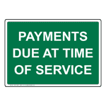 Dining / Retail / Hospitality - Payment Policy Signs and Labels