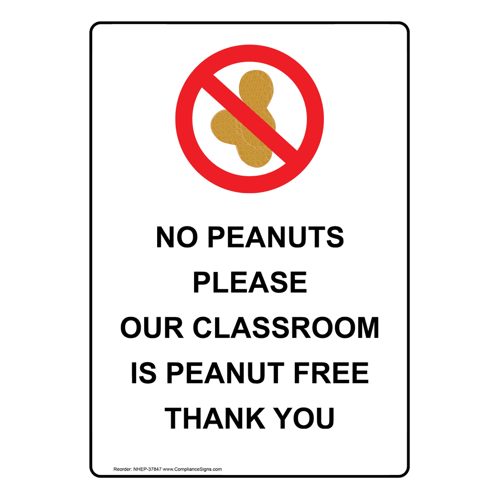 Printable Peanut Free Classroom Sign