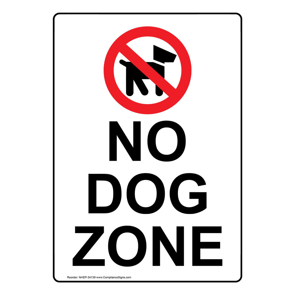 Portrait No Dog Zone Sign With Symbol NHEP-34139