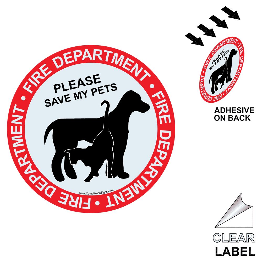 Fire Department Please Save My Pets Label LABEL-SYM-836-Clear