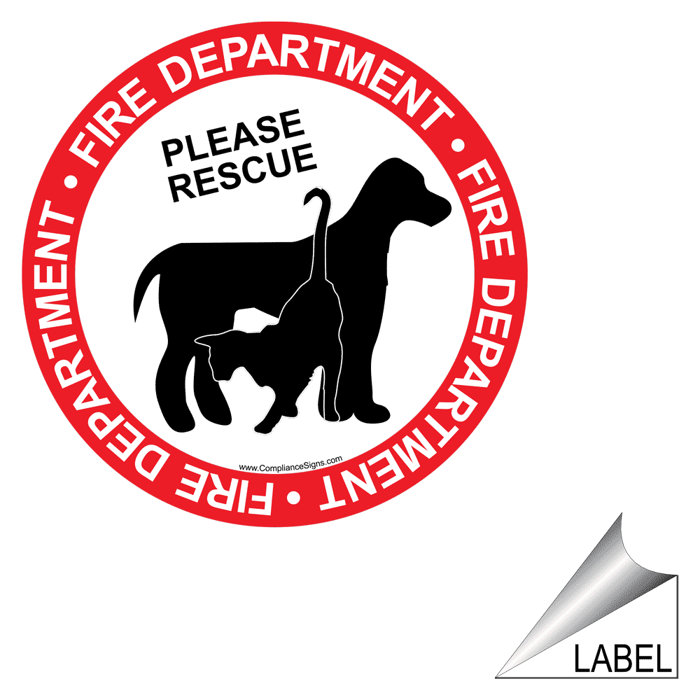 Fire Department Please Rescue Label LABEL-SYM-837 Pets / Pet Waste