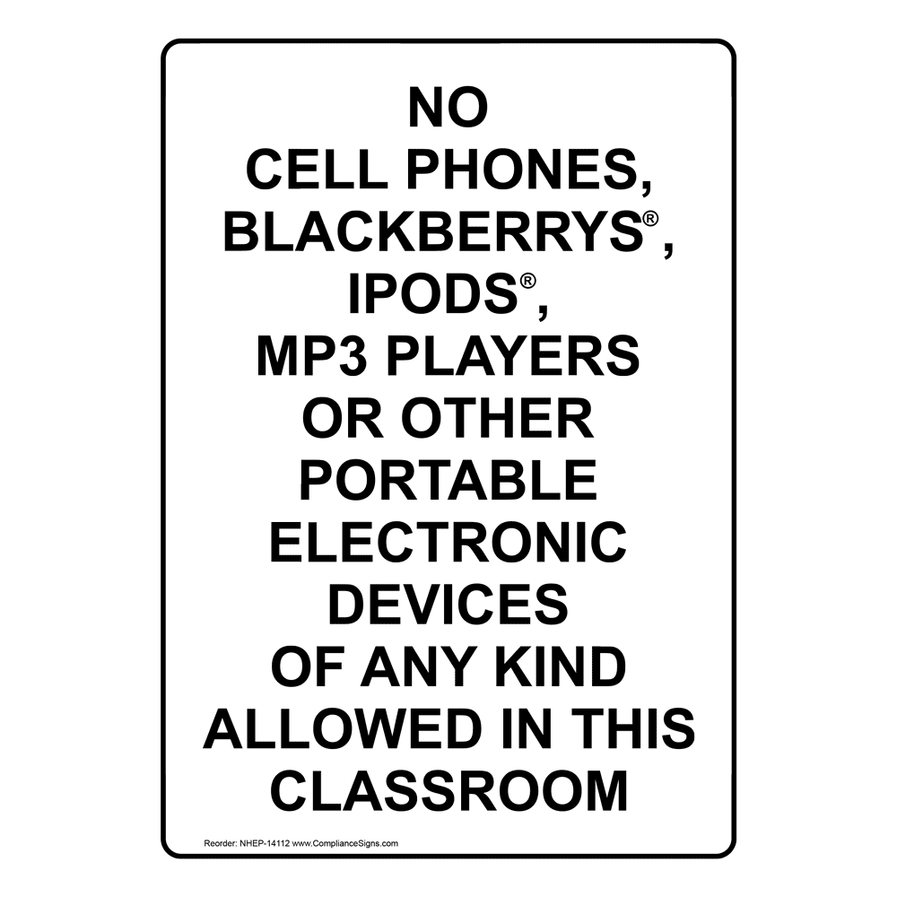 Portrait No Portable Electronic Devices Sign NHEP-14112 Cell Phones Rules