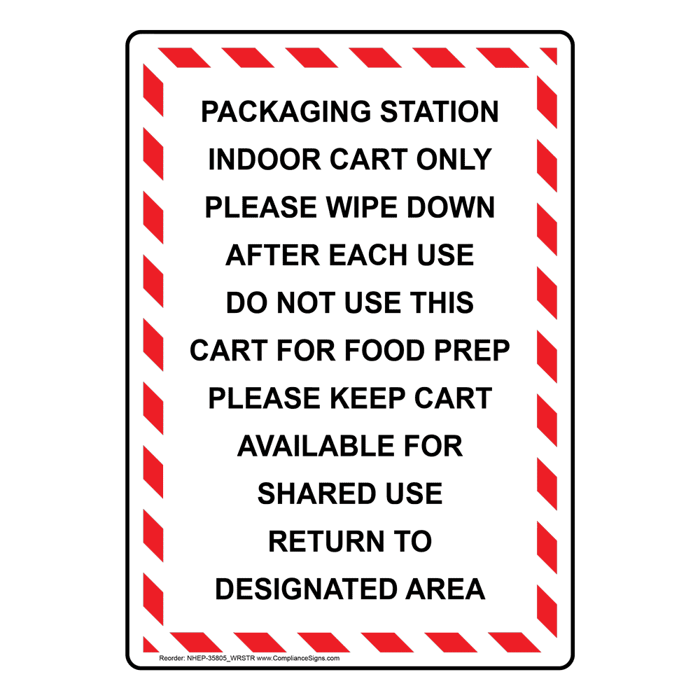 Portrait Packaging Station Indoor Cart Sign NHEP-35805_WRSTR