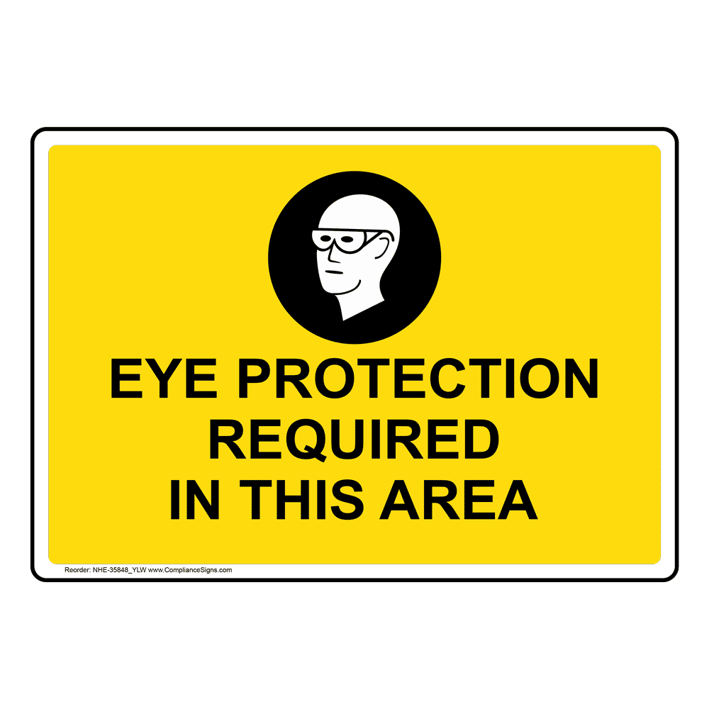Eye Protection Required In This Area Sign With Symbol NHE-35848_YLW